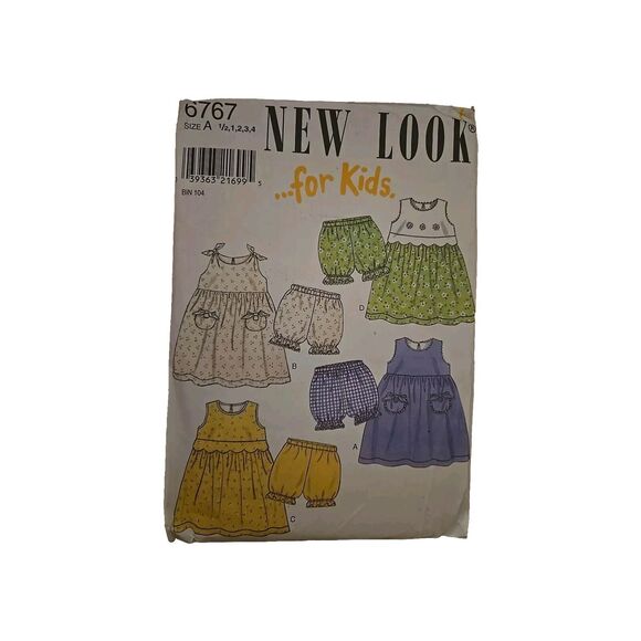 New Look | Other | Vtg New Look 6767 A Kids Dress Bloomers Five Sizes ...